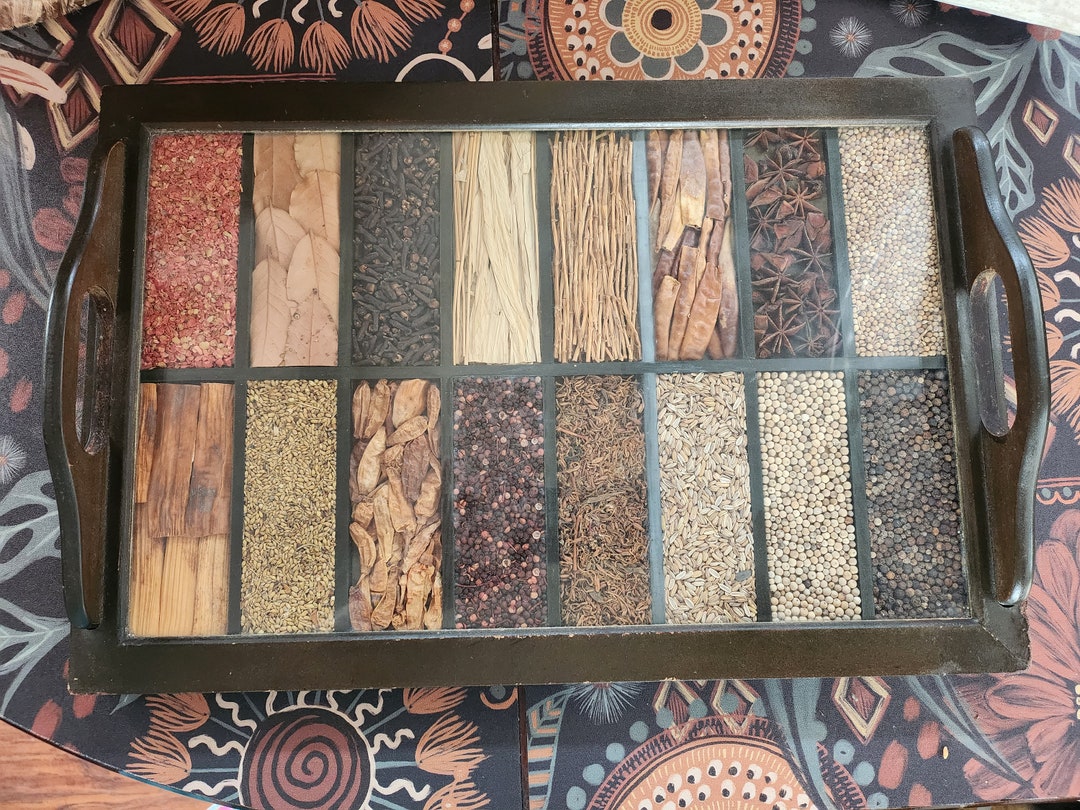 RARE- Vintage 1970's Wooden Shadow Box Tray With Real Spices - Etsy