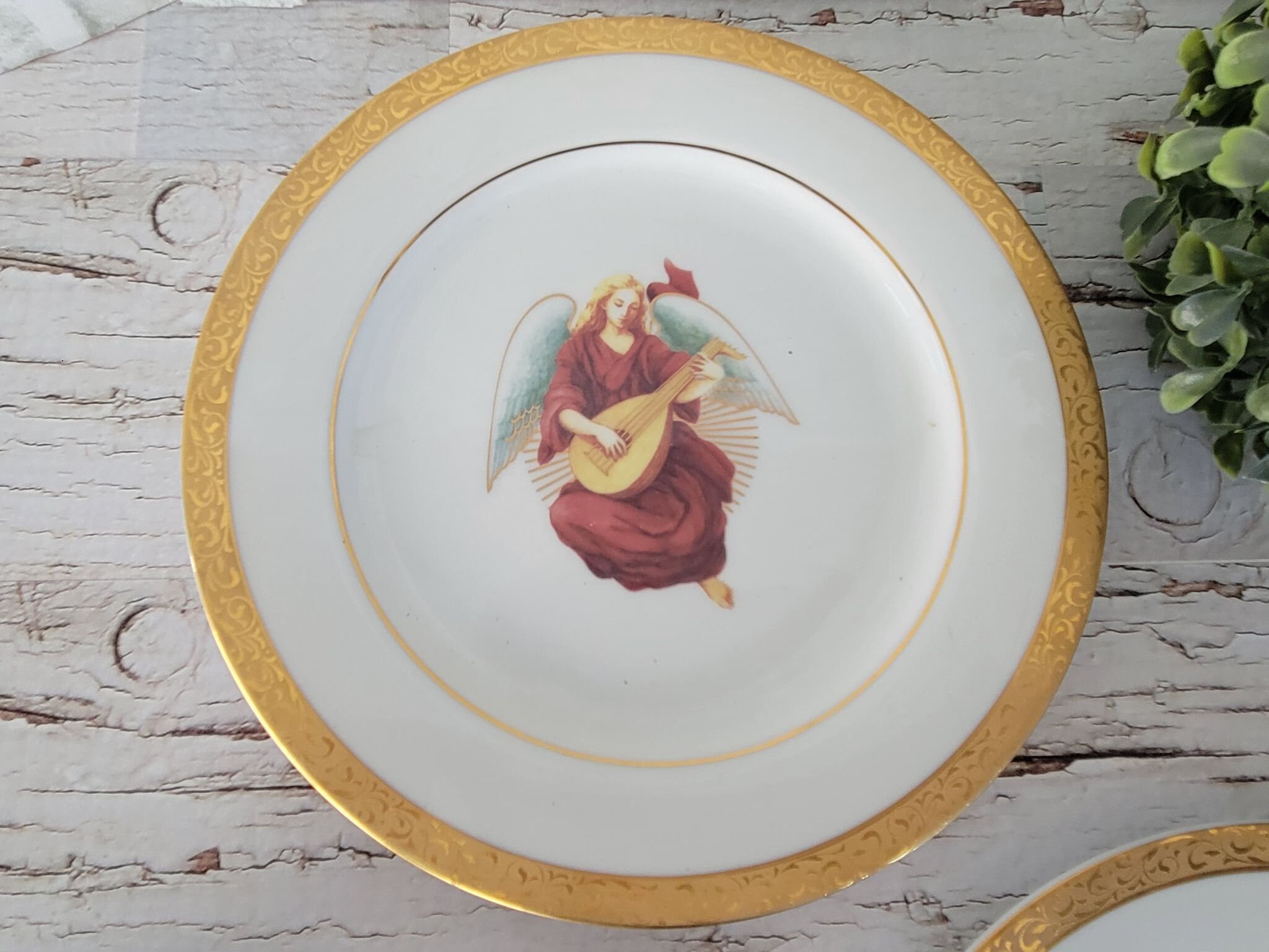 Nikko Fine China- Patra Thailand- Gold Filigree Angel Salad Plates- Set ...