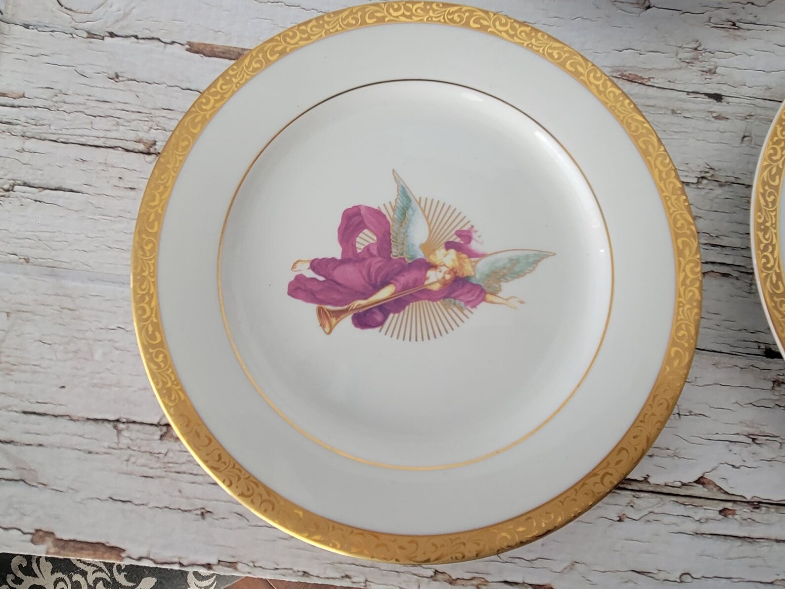 Nikko Fine China- Patra Thailand- Gold Filigree Angel Salad Plates- Set ...