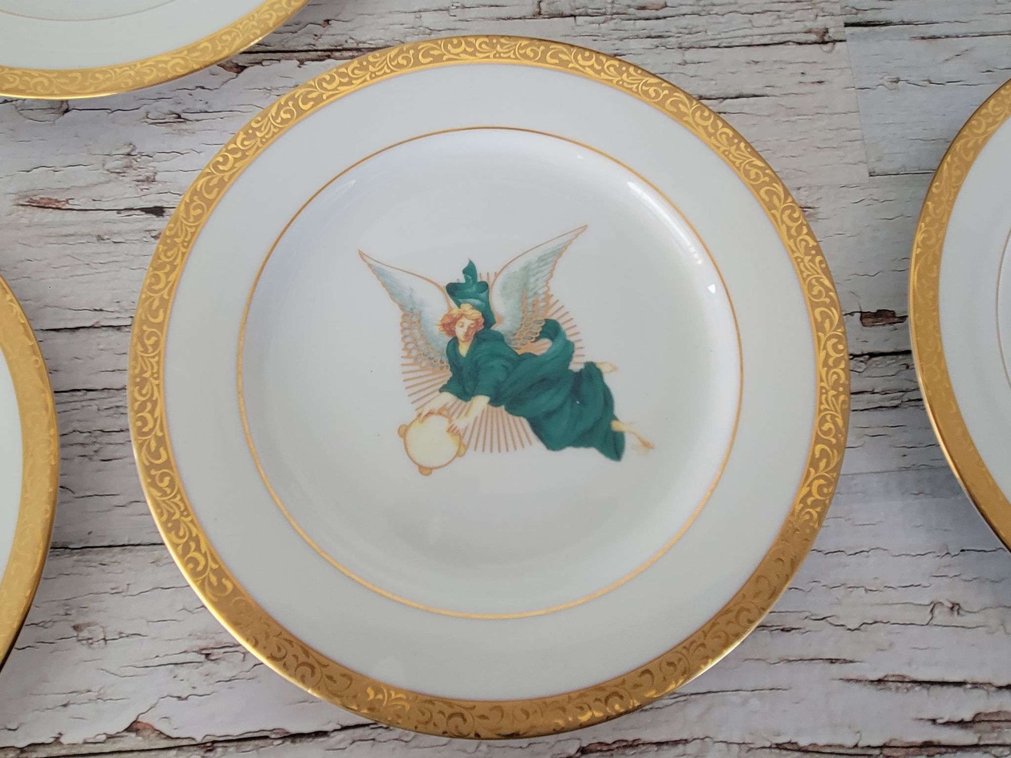 Nikko Fine China- Patra Thailand- Gold Filigree Angel Salad Plates- Set ...