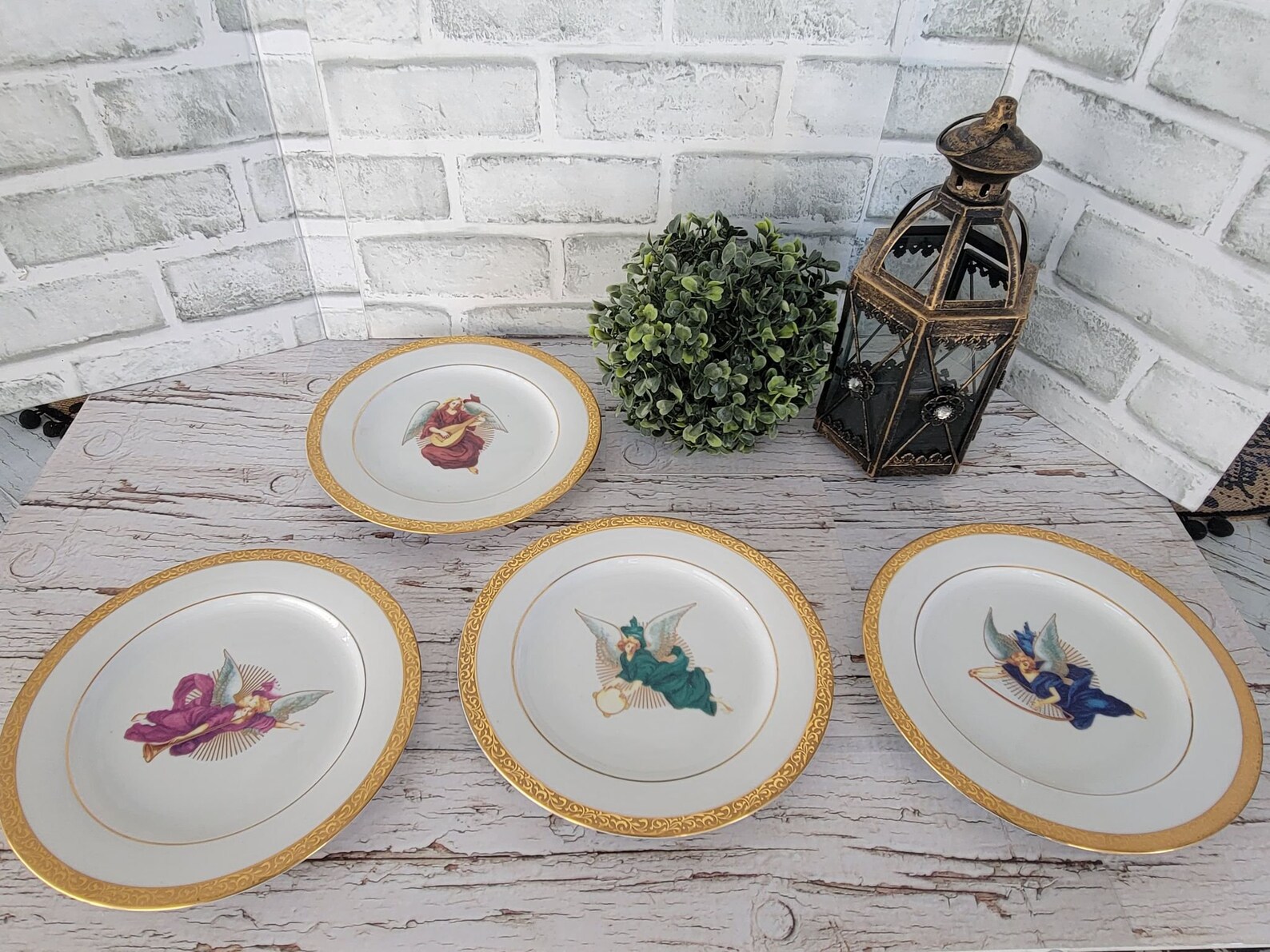 Nikko Fine China- Patra Thailand- Gold Filigree Angel Salad Plates- Set ...