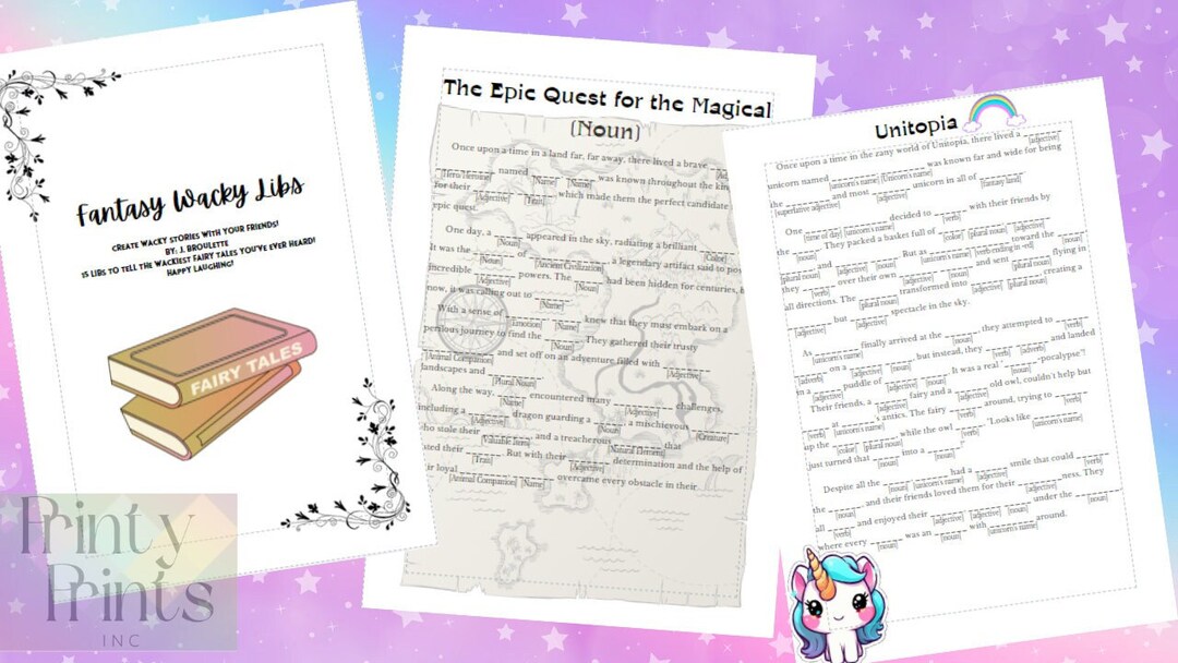 Fantasy Wacky Libs - Etsy