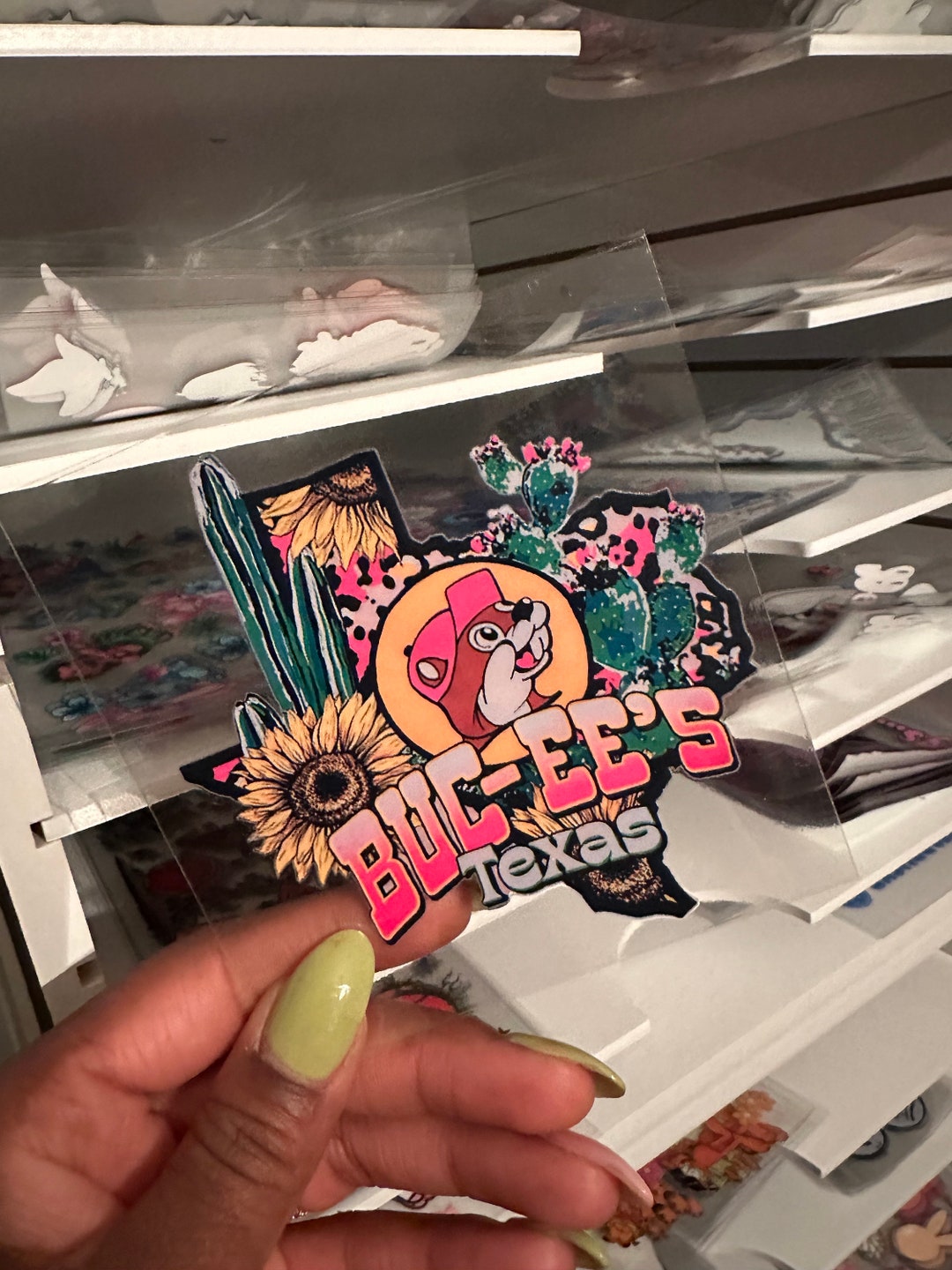 Bucees TX 16 Ounce Glass Cup Transfers UVDTF Glass Tumbler Wraps ...