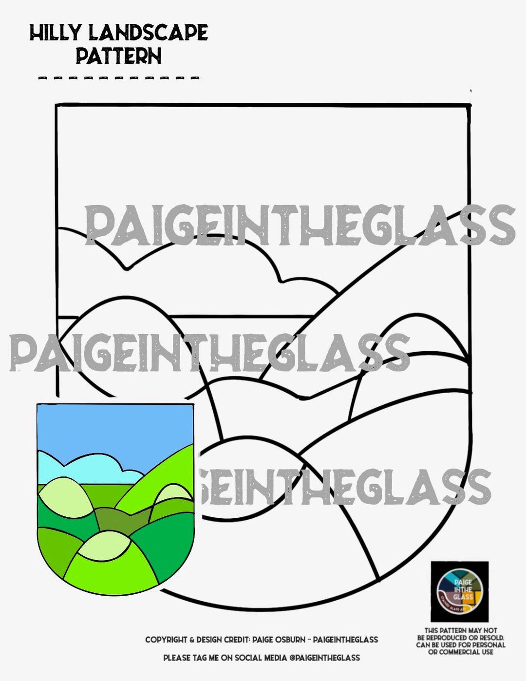 Hilly Landscape Stained Glass Pattern - Etsy