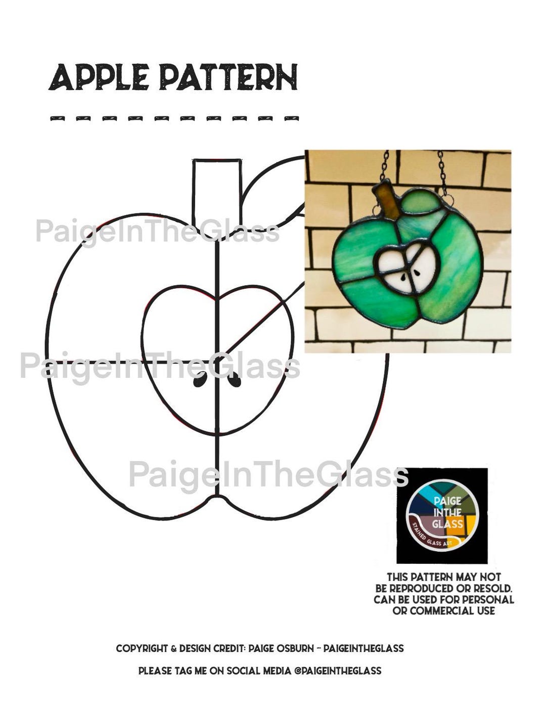 Apple Stained Glass Pattern - Etsy