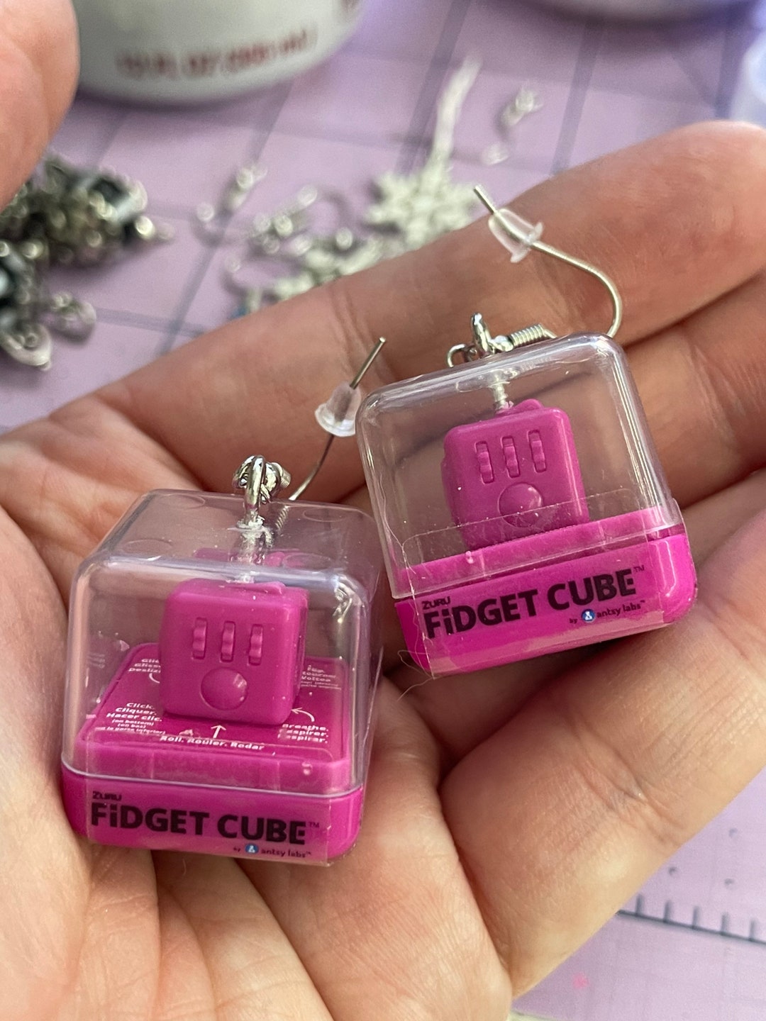 Fidget Cube Mini Brand Dangle Earrings - Etsy