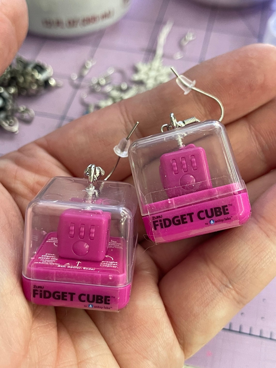 Fidget Cube Mini Brand Dangle Earrings - Etsy