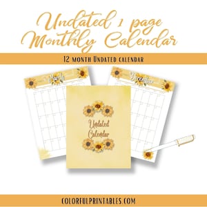 Sunflower Planner and Undated Calendar Weekly Planner Sunday Start PDF ...