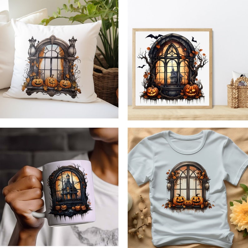 13 Scary Halloween Windows I Pngs Graphics for Printing and Sublimation ...