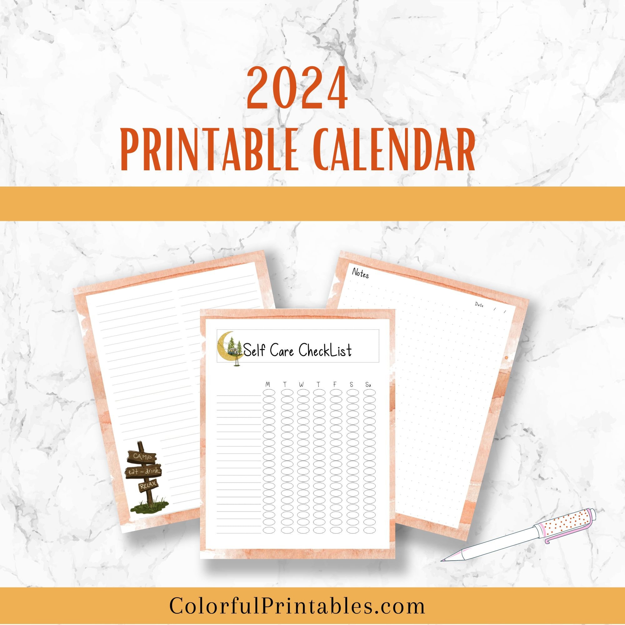 2024 Dated Monthly Calendar and Journal Sunset Camping Digital, to Do ...