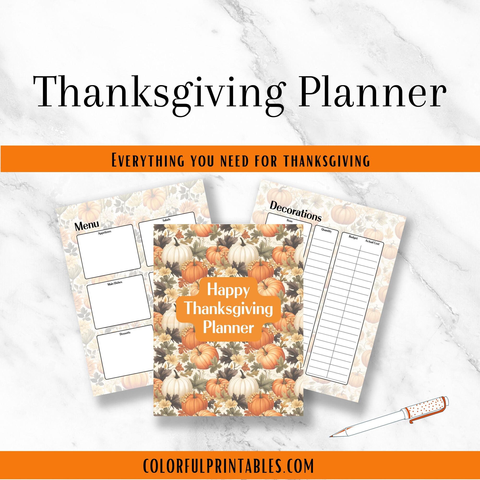Thanksgiving Planner PDF Holiday Planner 16 Pages Printable - Etsy