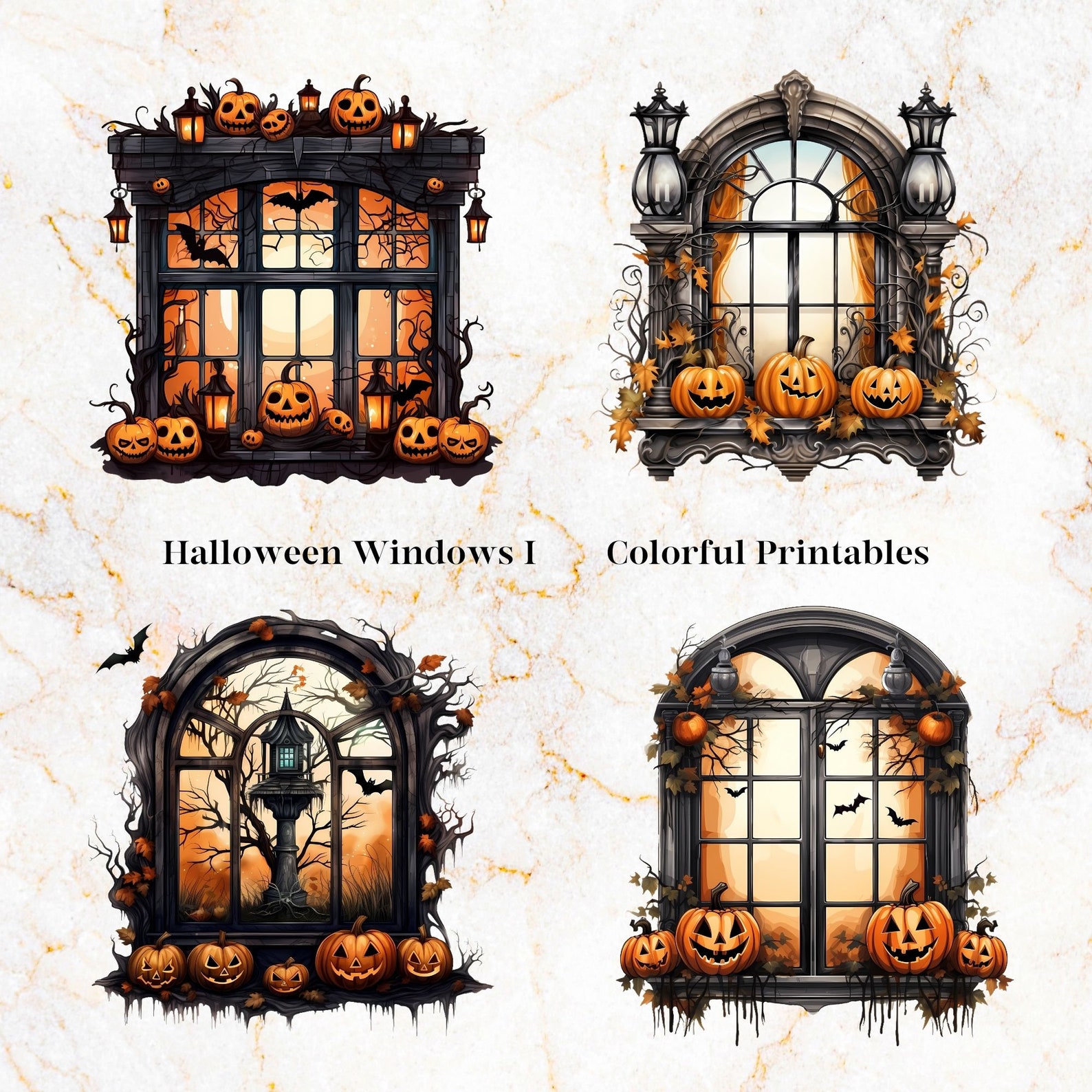 13 Scary Halloween Windows I Pngs Graphics for Printing and Sublimation ...