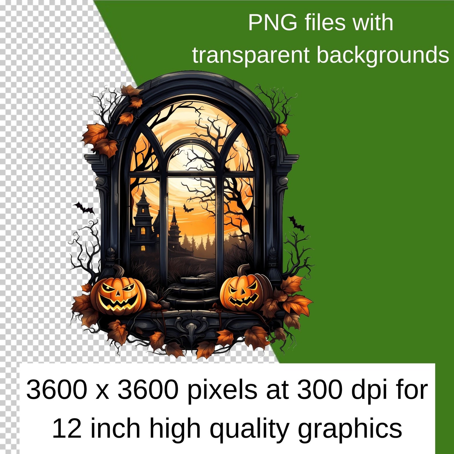 13 Scary Halloween Windows I Pngs Graphics for Printing and Sublimation ...