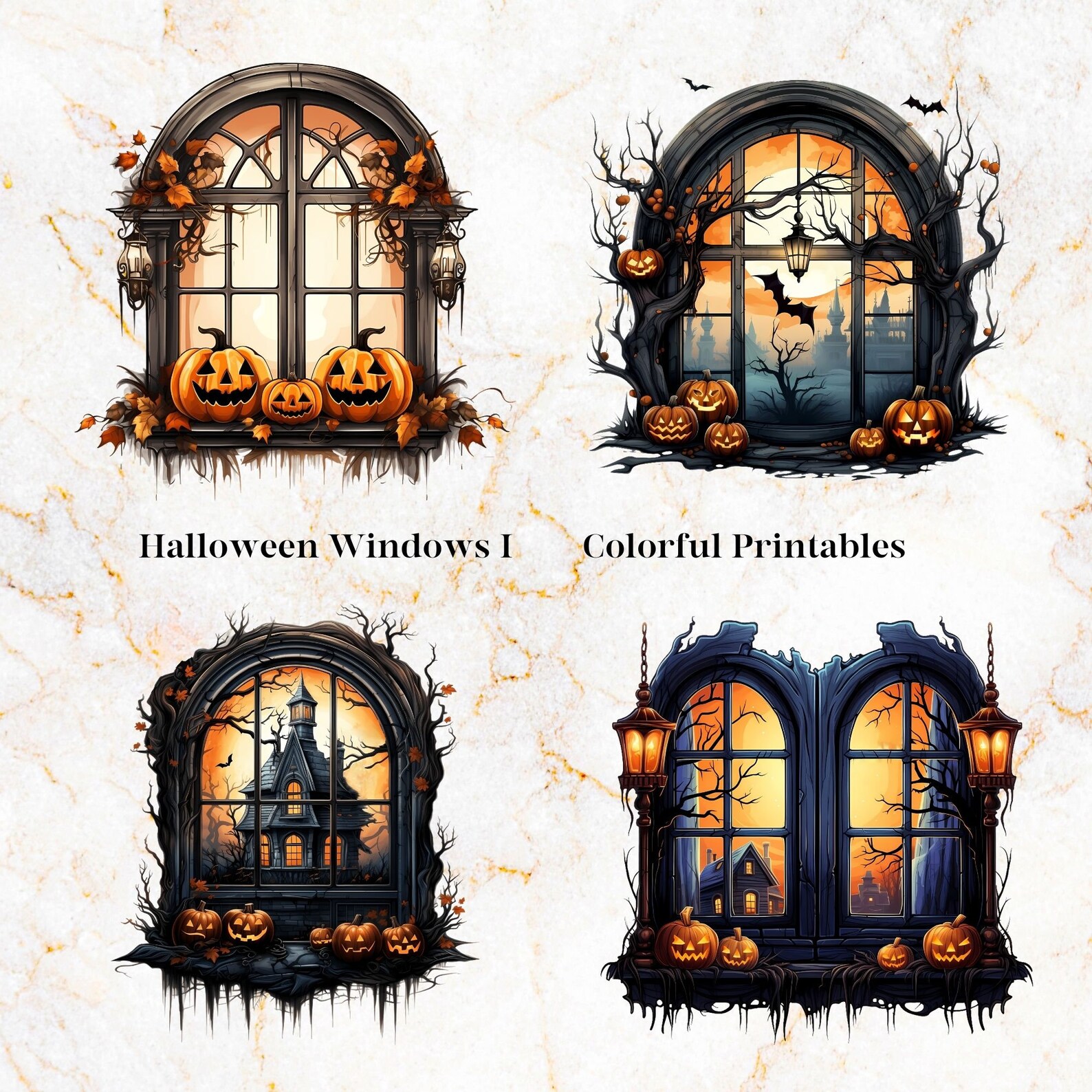 13 Scary Halloween Windows I Pngs Graphics for Printing and Sublimation ...