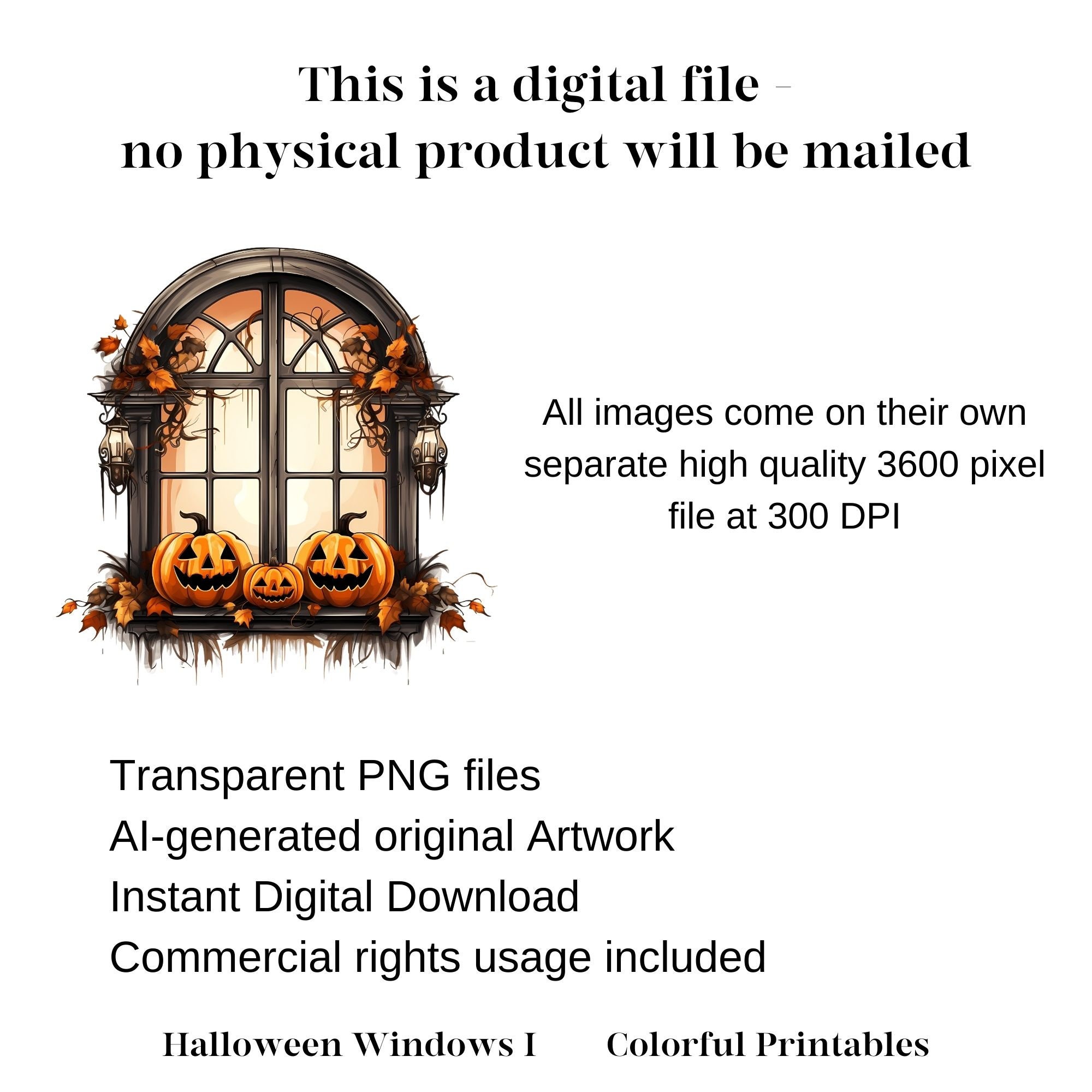 13 Scary Halloween Windows I Pngs Graphics for Printing and Sublimation ...