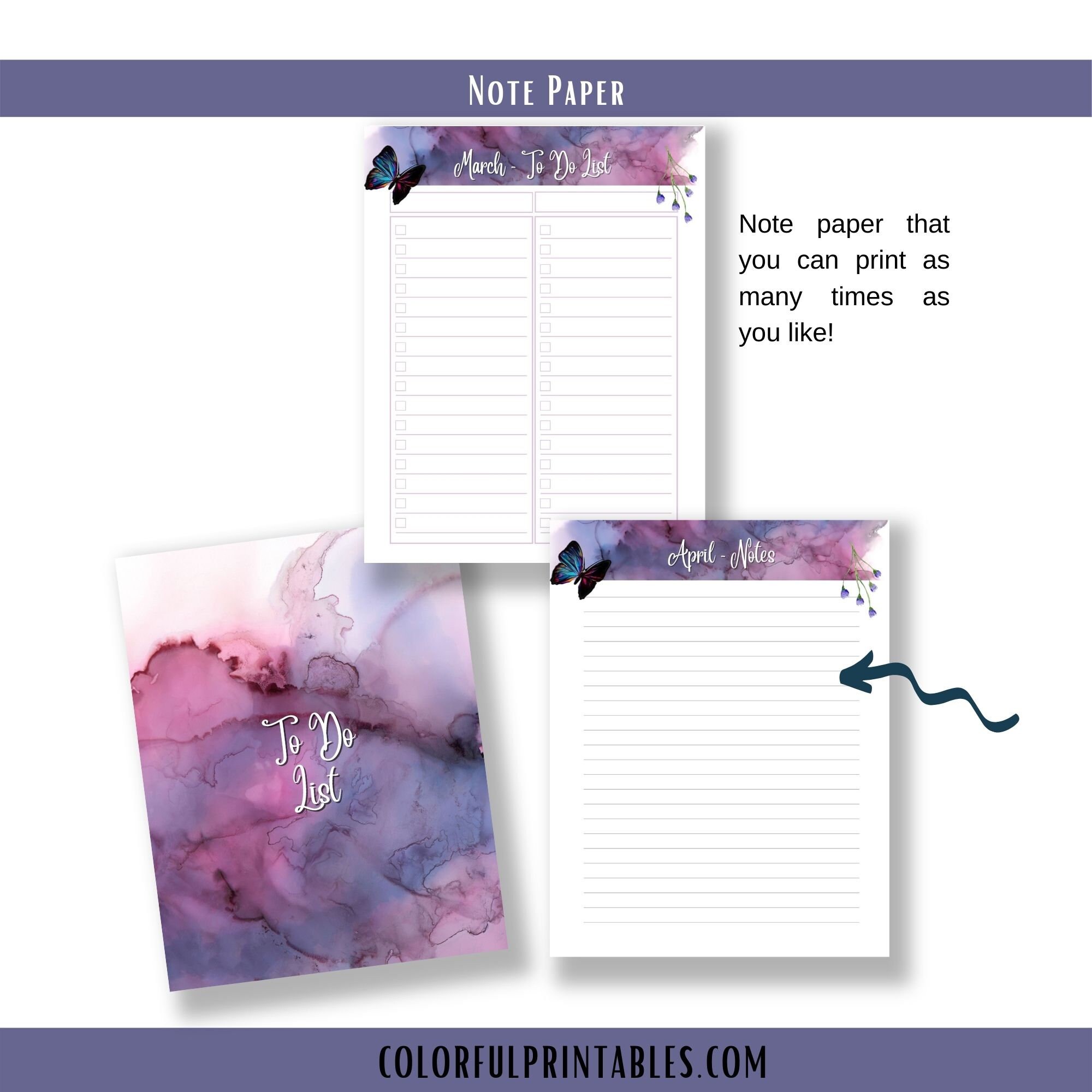 Alcohol Ink Midnight Blue Planner and Undated Calendar Sunday Start PDF ...