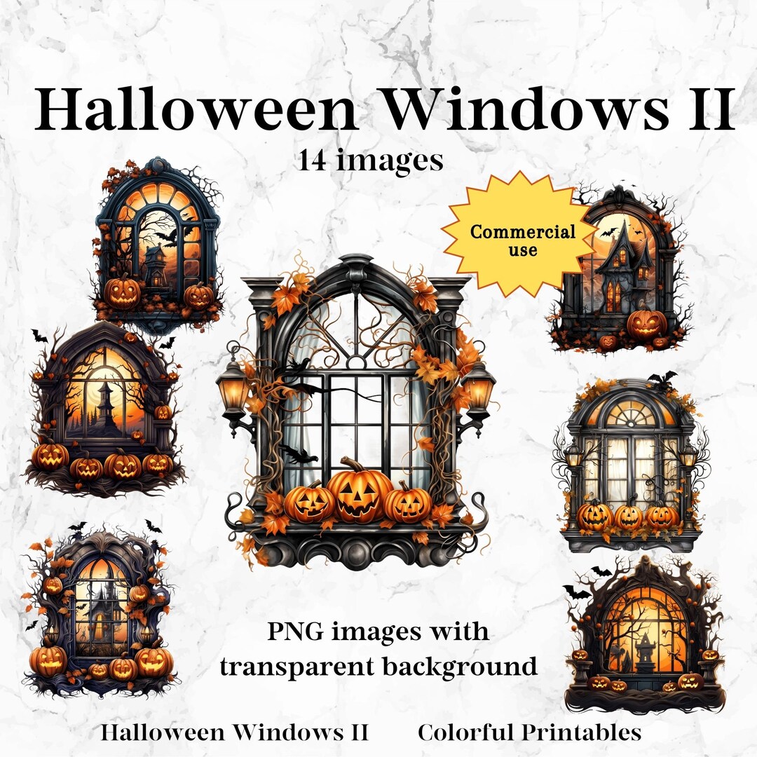14 Scary Halloween Windows II Pngs Graphics for Printing and - Etsy