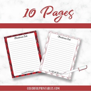 Christmas List Letter Size Notepaper Stationery 10 Different Designs ...