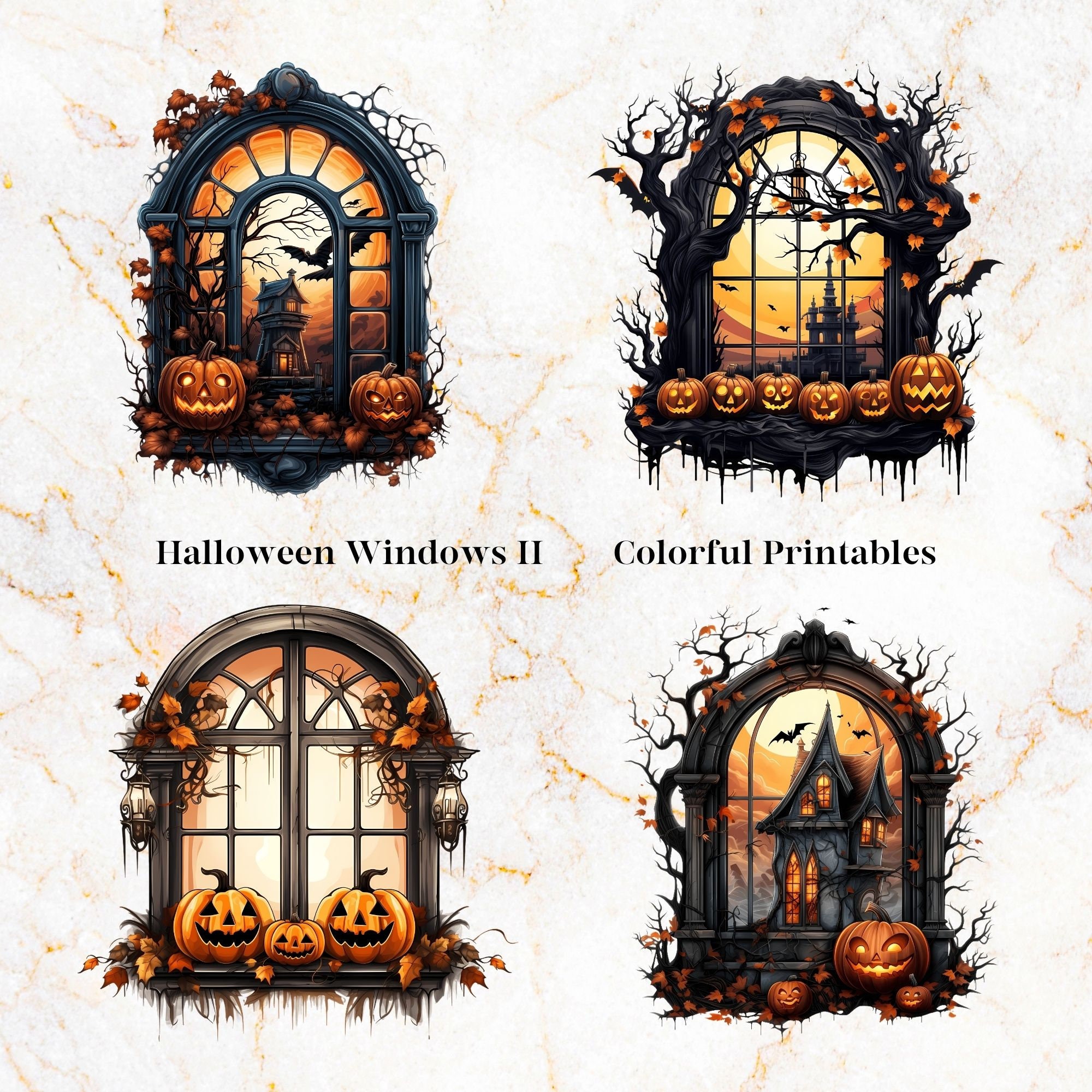 14 Scary Halloween Windows II Pngs Graphics for Printing and - Etsy