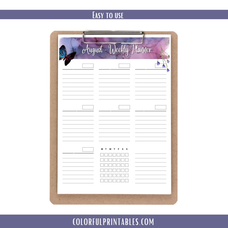 Alcohol Ink Midnight Blue Planner and Undated Calendar Sunday Start PDF ...