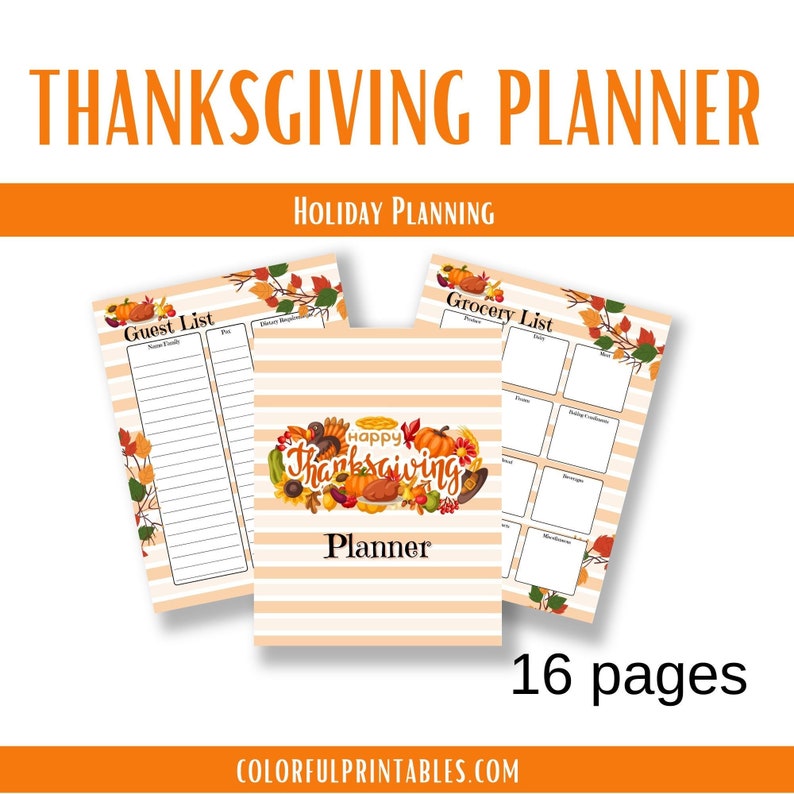 Thanksgiving Planner PDF Holiday Planner Printable Letter - Etsy