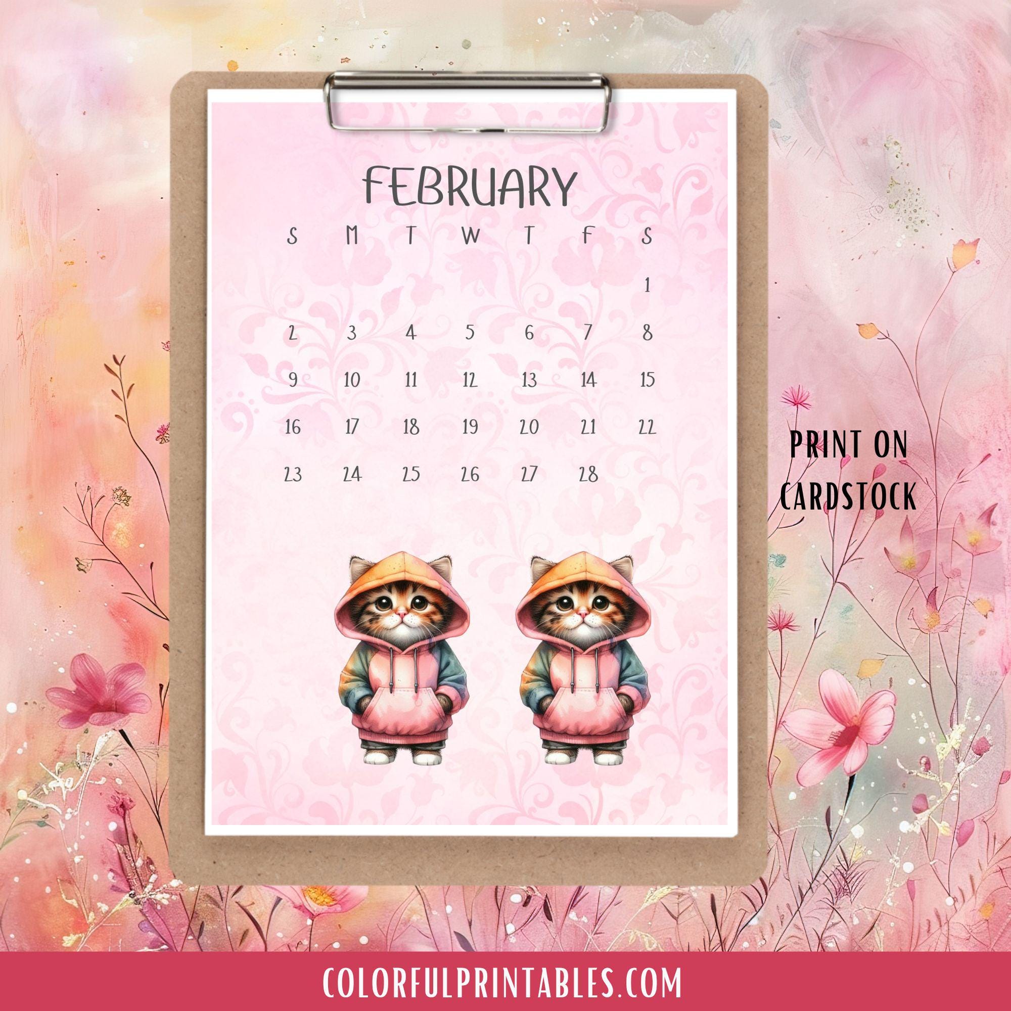 2025 Cute Cats Calendar Sunday Start Date Letter Size PDF - Etsy