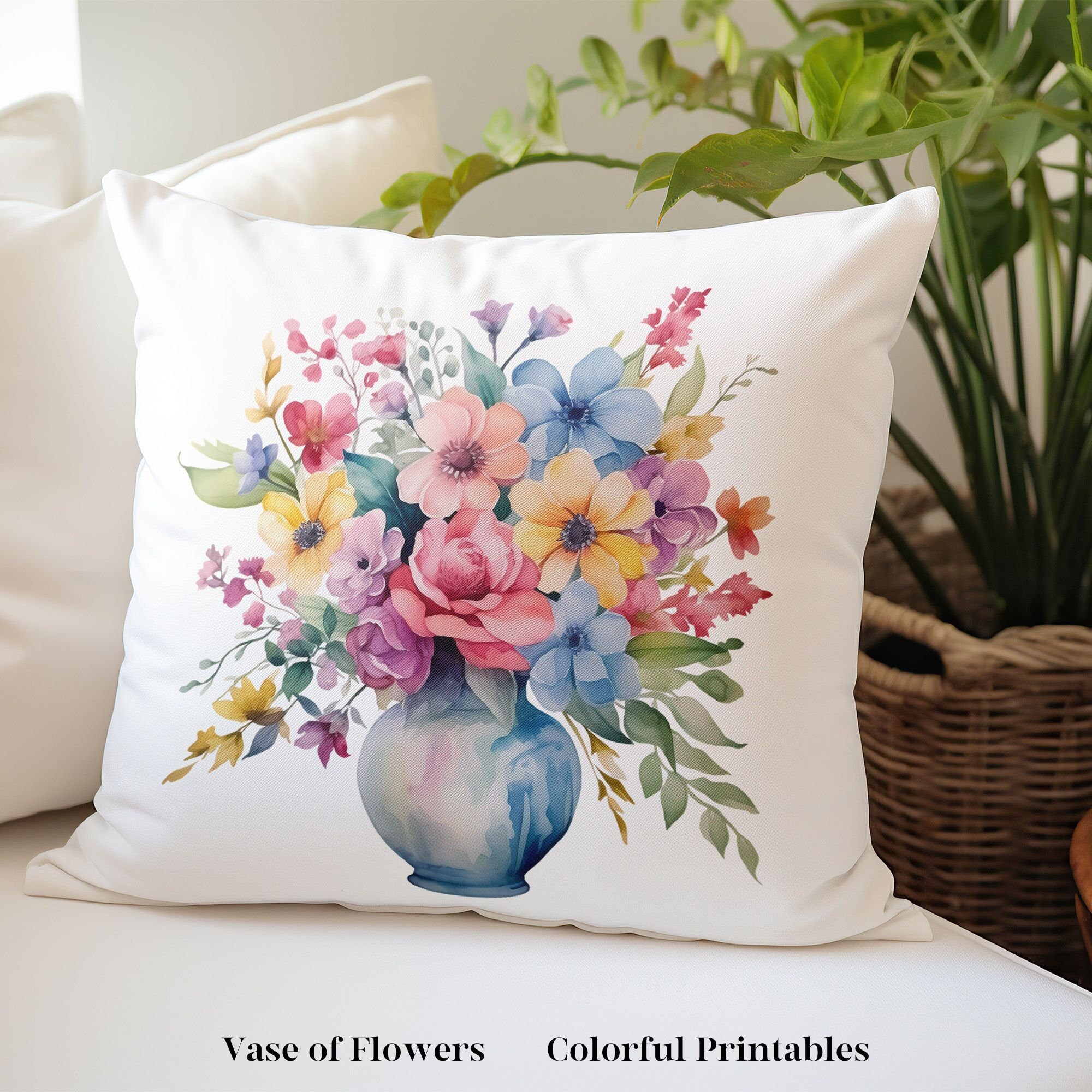 20 Beautiful Watercolor Flower Vase Graphics Transparent Background ...