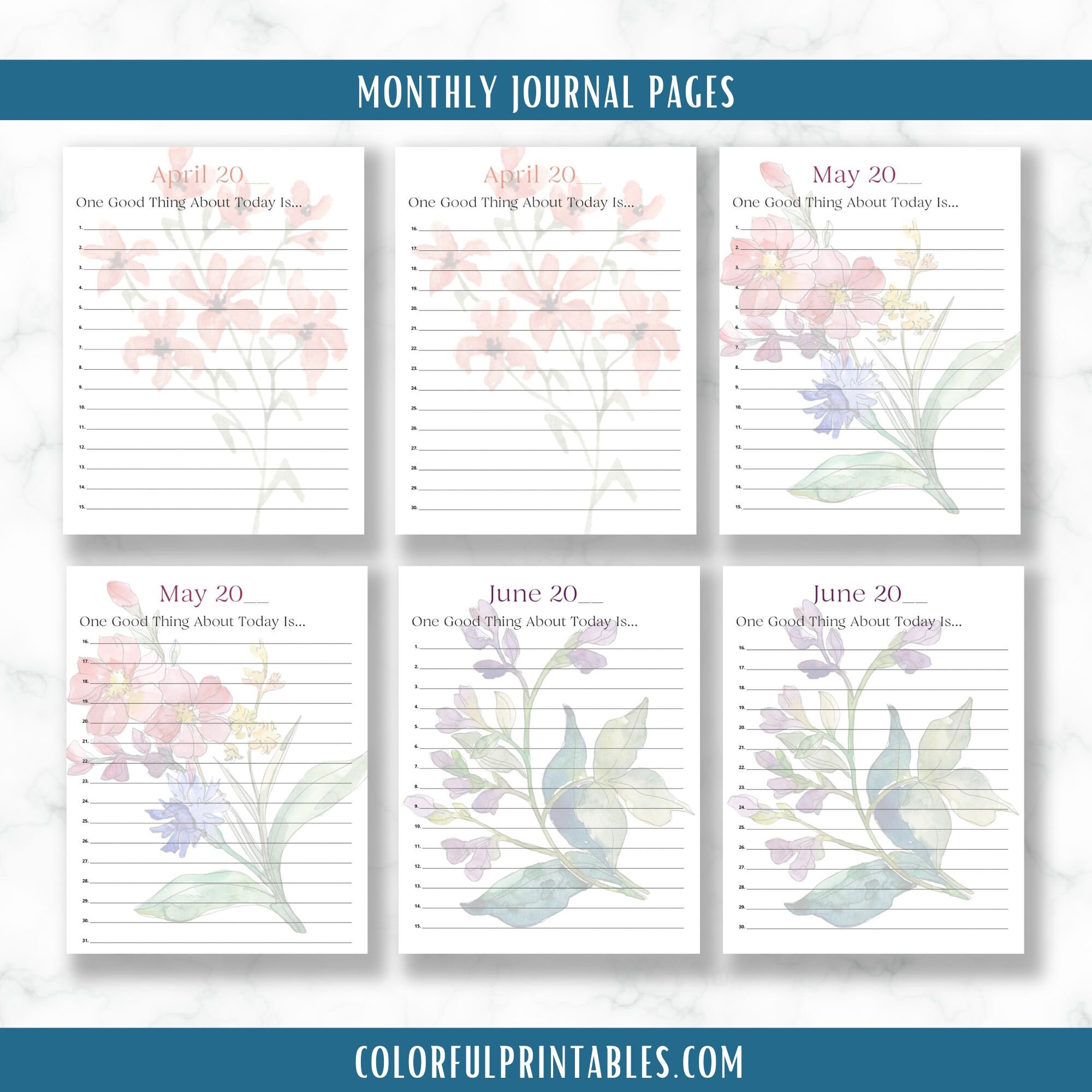 One Good Thing A Day Wildflower Two Page Calendar PDF - Etsy