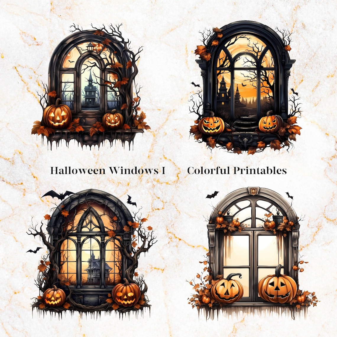 13 Scary Halloween Windows I Pngs Graphics for Printing and Sublimation ...