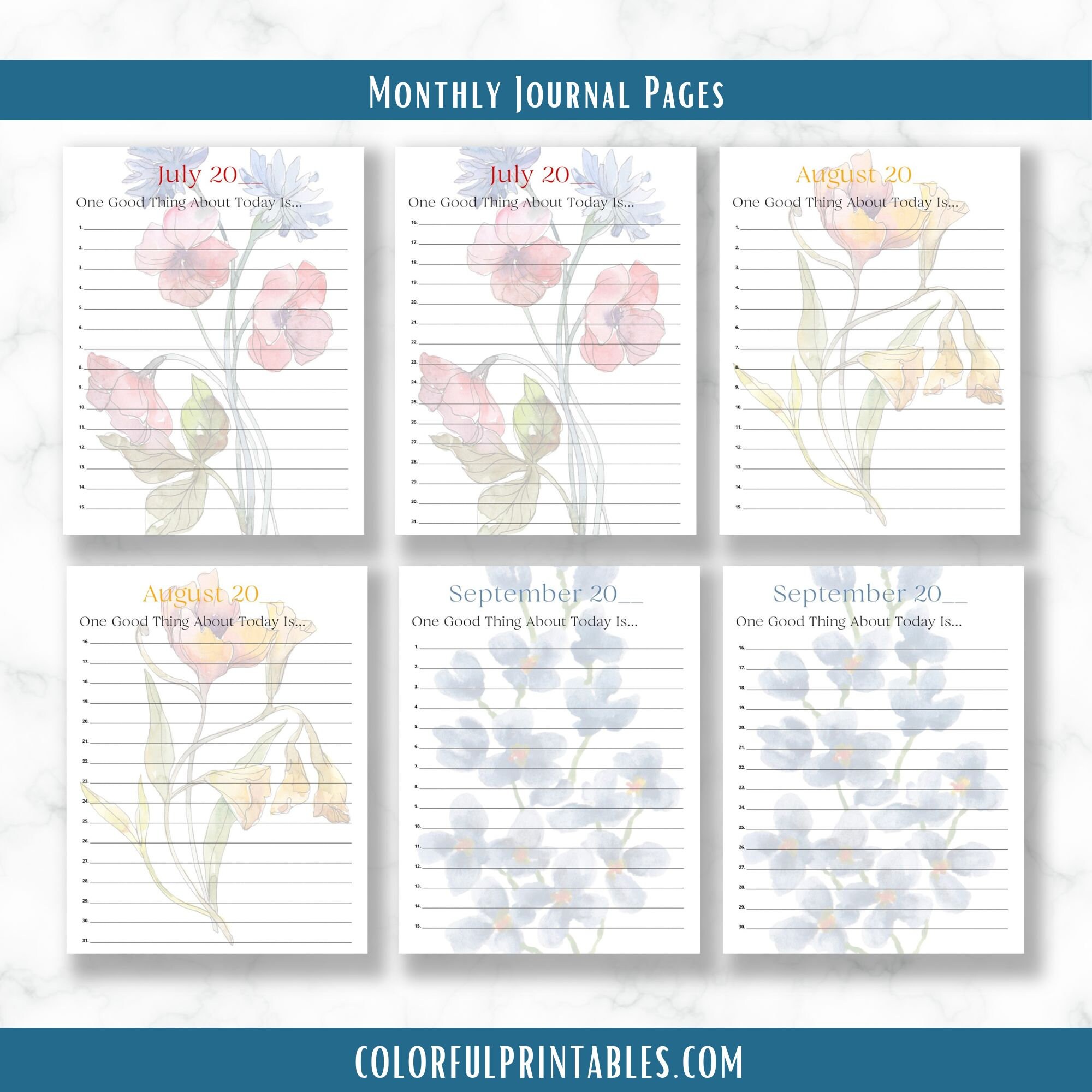 One Good Thing A Day Wildflower Two Page Calendar PDF - Etsy
