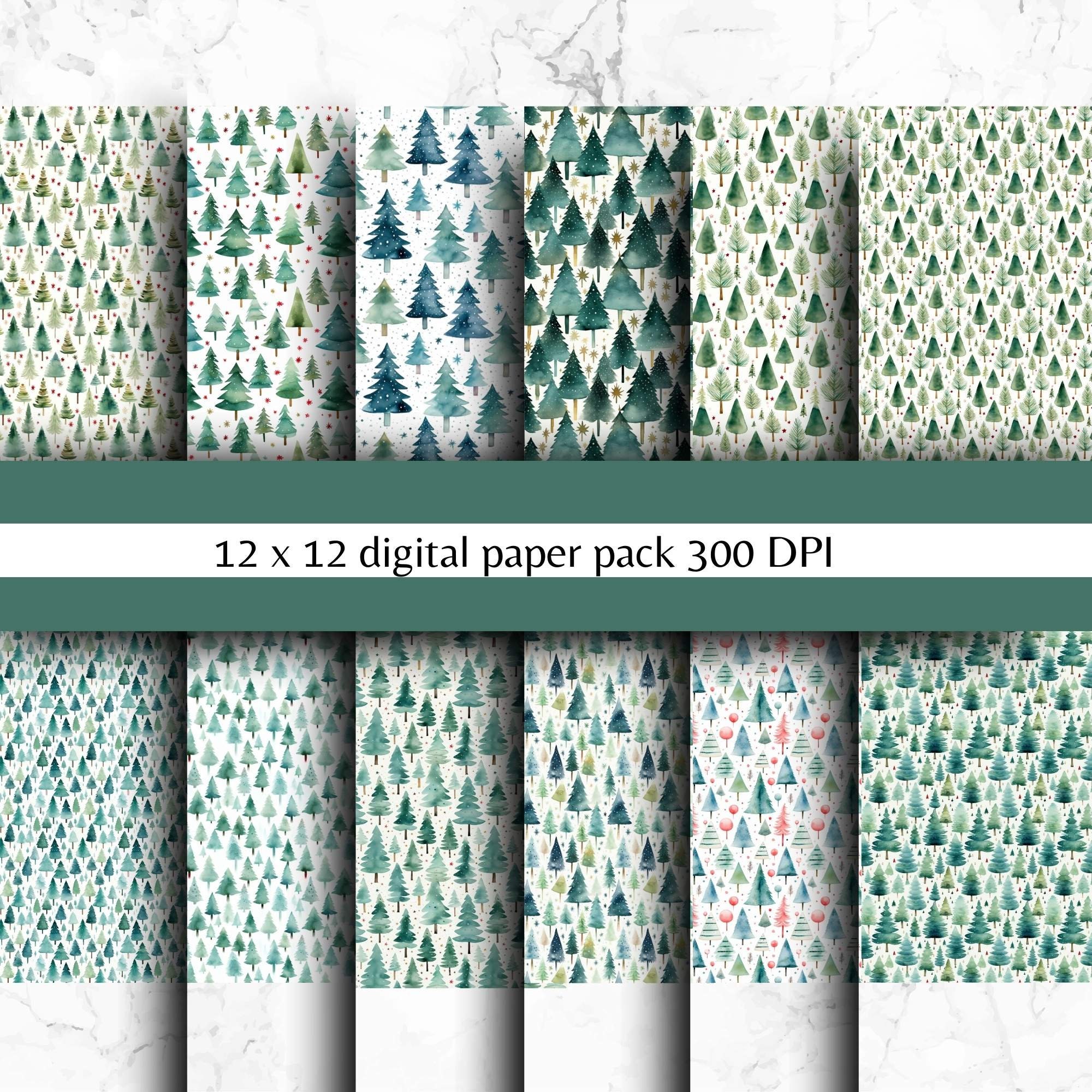Evergreen Trees Digital Background Papers 12-inch 300 Dpi, Great for ...