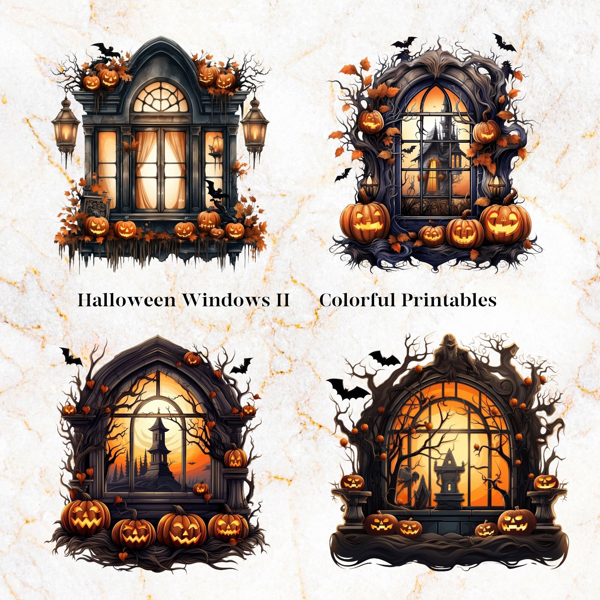 14 Scary Halloween Windows II Pngs Graphics for Printing and - Etsy