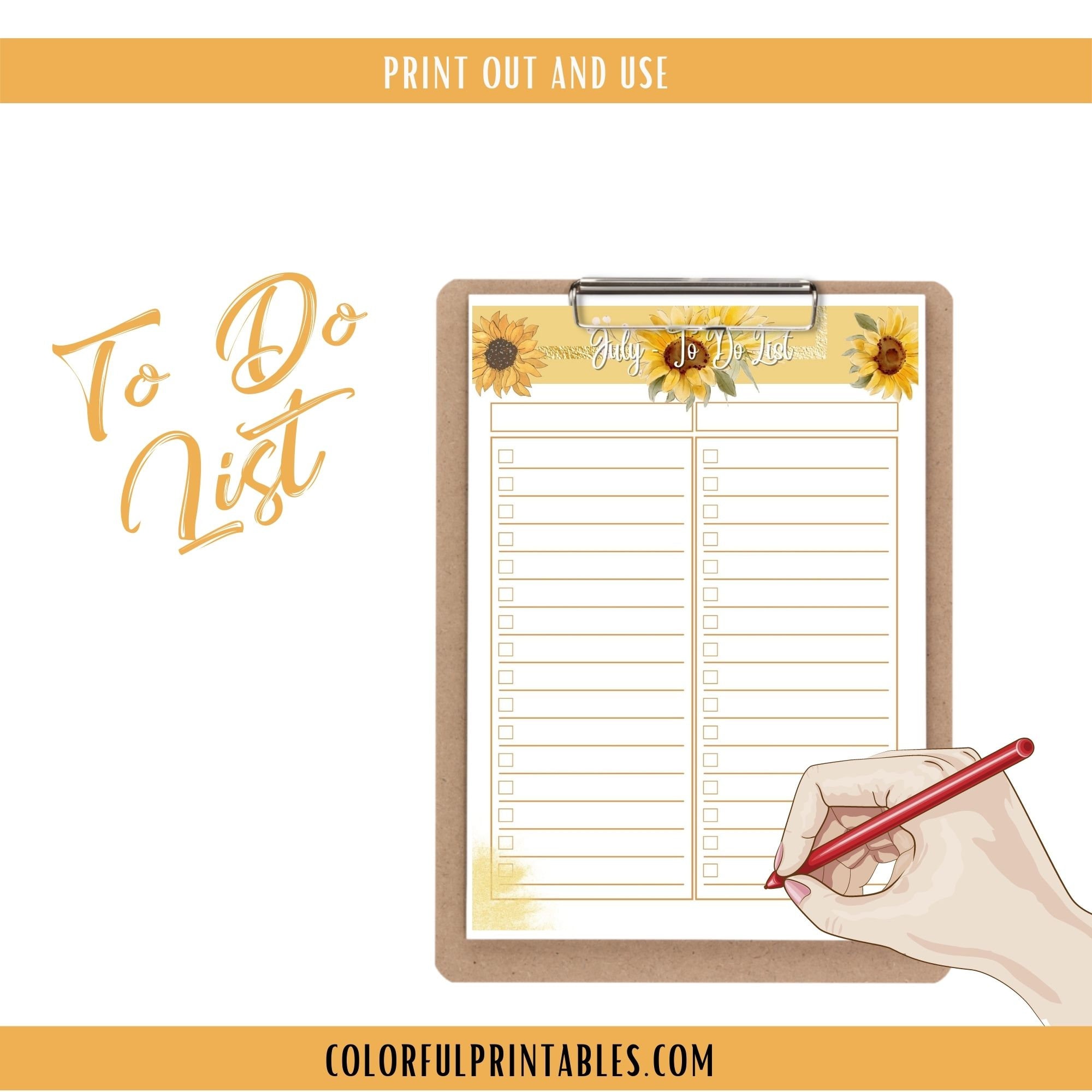 Sunflower Planner and Undated Calendar Weekly Planner Sunday Start PDF ...