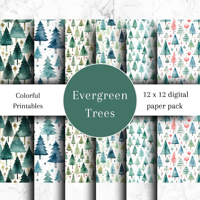 Evergreen Trees Digital Background Papers 12-inch 300 Dpi, Great for ...