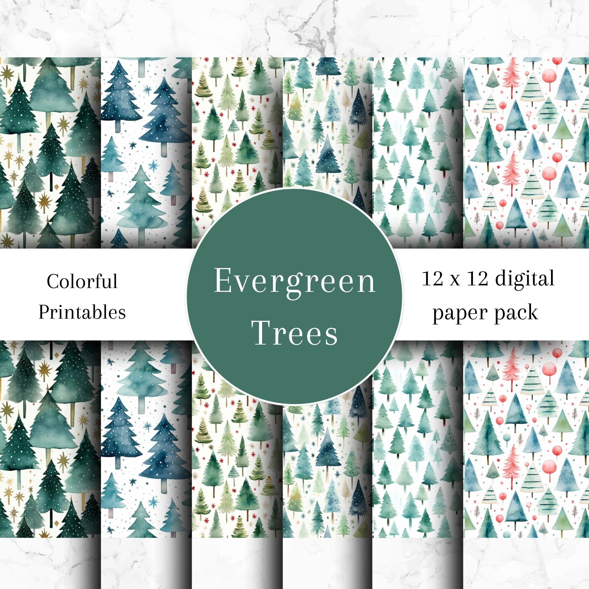 Evergreen Trees Digital Background Papers 12-inch 300 Dpi, Great for ...