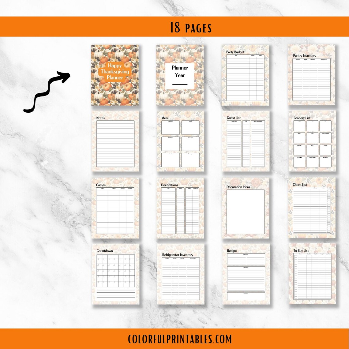 Thanksgiving Planner PDF Holiday Planner 16 Pages Printable - Etsy