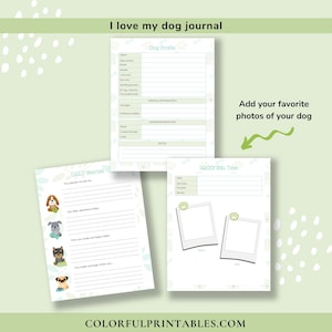 I Love My Dog Journal Printable Pet Planner Bundle, Pet Care Binder ...
