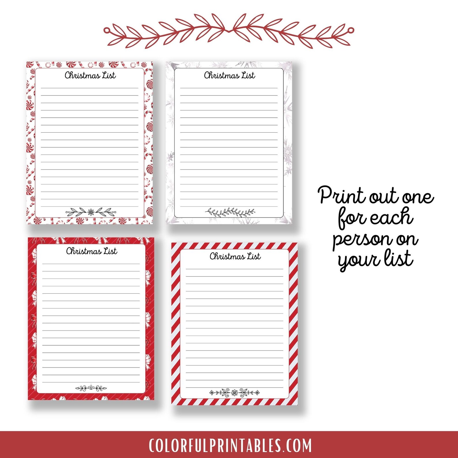 Christmas List Letter Size Notepaper Stationery 10 Different Designs ...