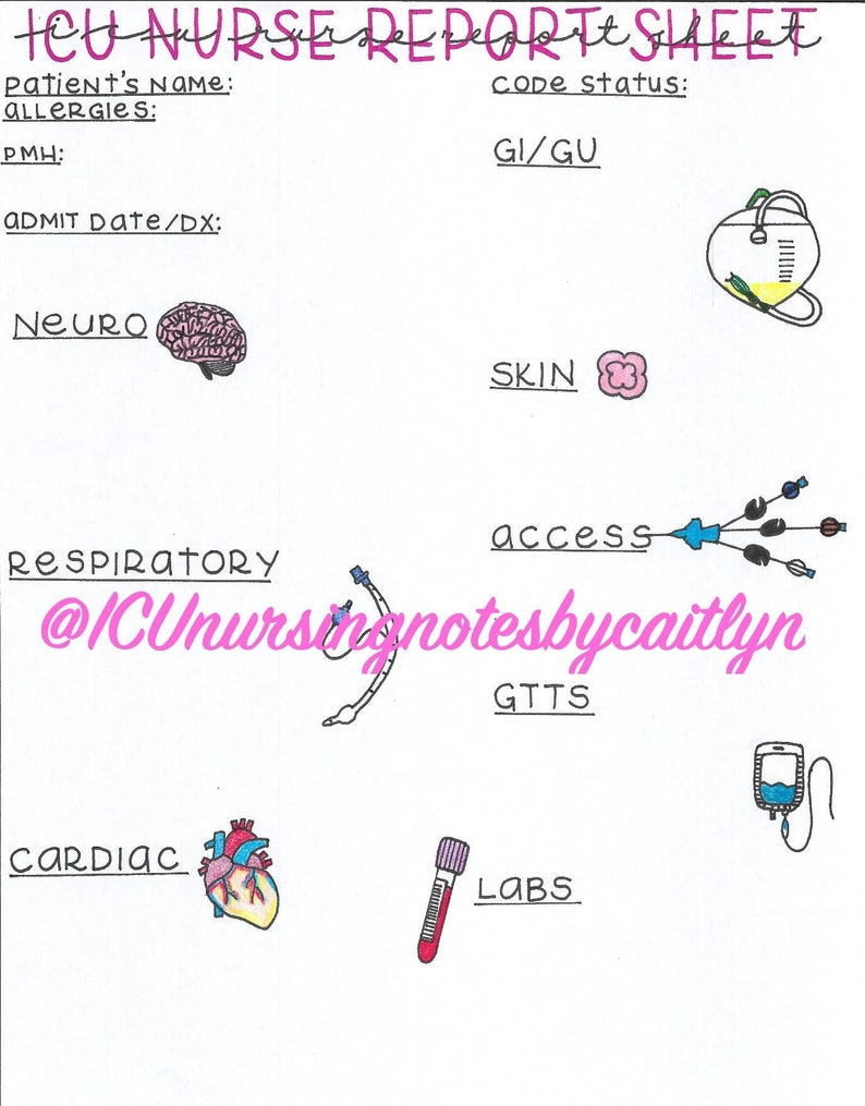 ICU Nurse Report Sheet - Etsy