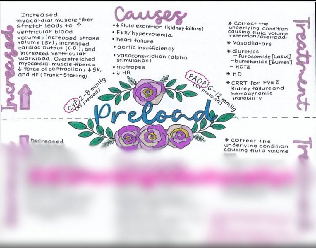 Preload, Afterload & Contractility - Etsy
