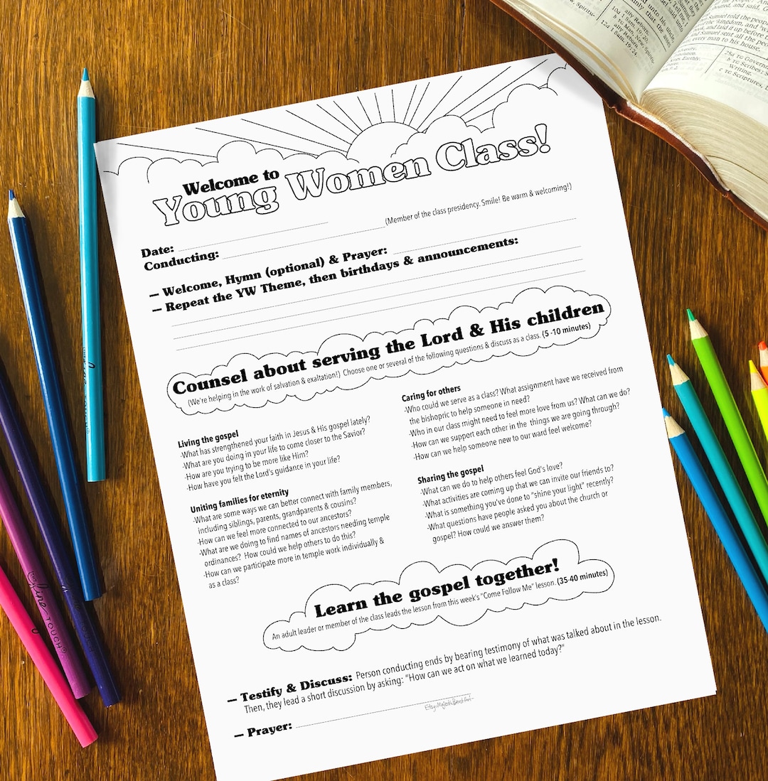 LDS Young Women Conducting Page (2025) Fill-in Class Agenda, PDF ...