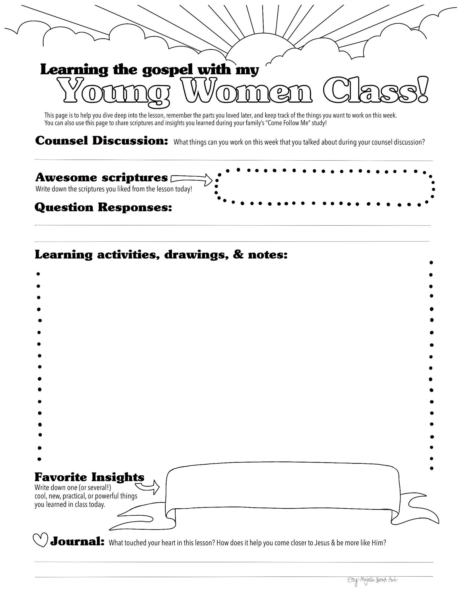 LDS Young Women Lesson Handout (2025) PDF Digital Download - Etsy