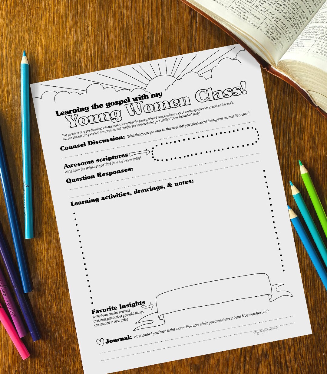 Interactive Lesson Handout for Young Women Lesson 2024. Church of Jesus ...