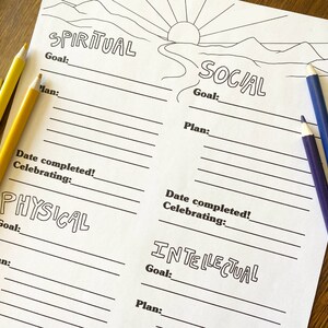 Goal Coloring Page for Teens & Adults mountains, Detailed Goals, No ...