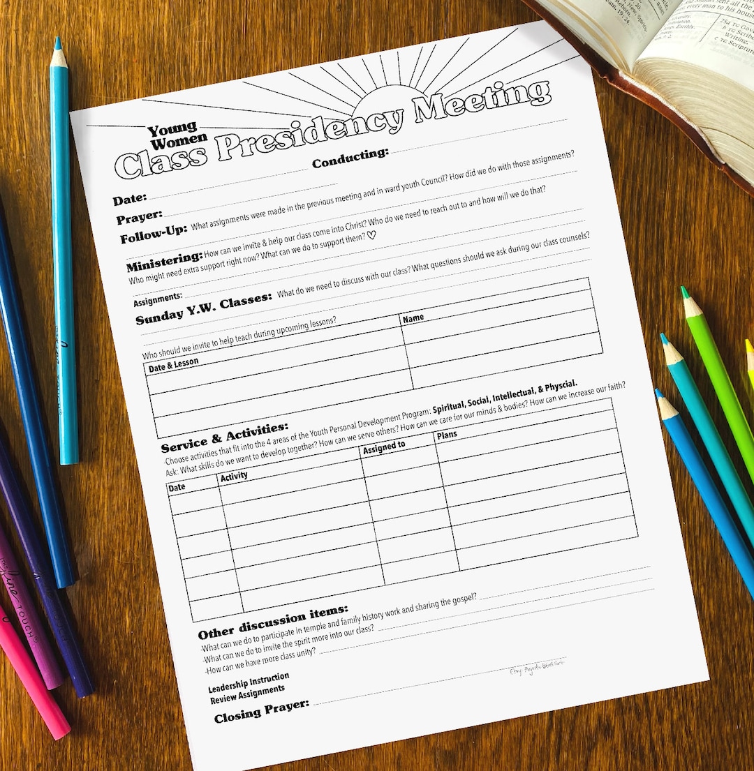 LDS Young Women Class Presidency Meeting Agenda (2025) PDF Digital ...