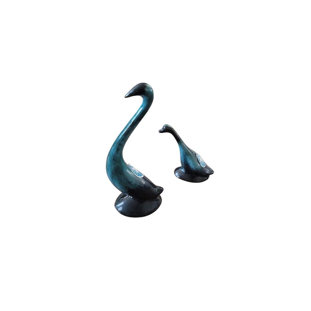 Vintage Blue Mountain Pottery Long Neck Egret Crane Bird Glazed Set of ...