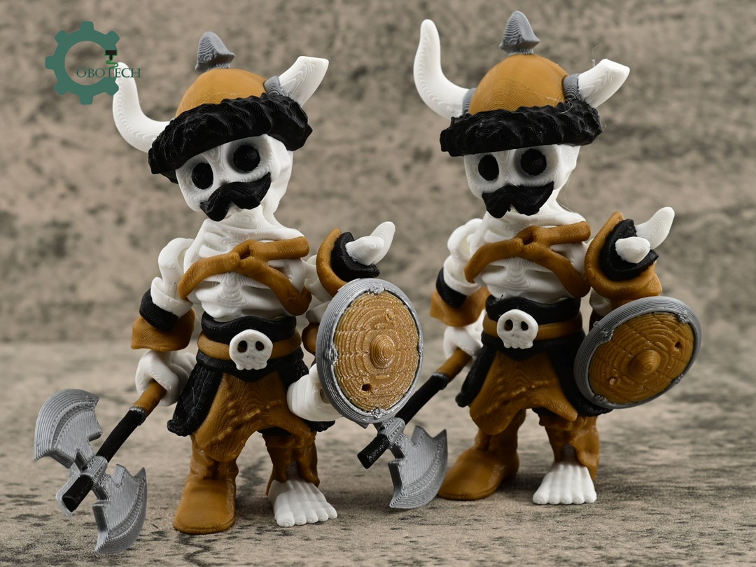 Articulated Bone Viking by Cobotech, 3D Printed Skeleton Viking, Cute ...