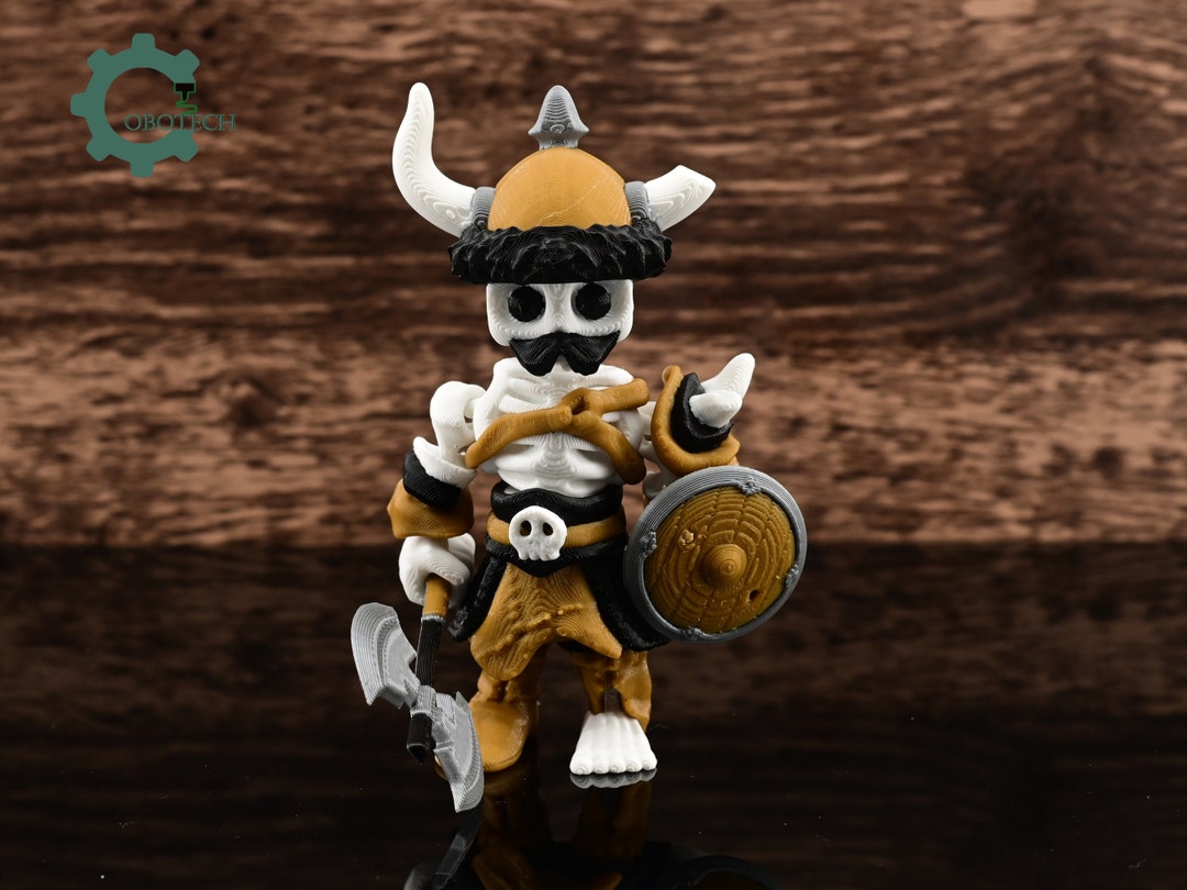 Articulated Bone Viking by Cobotech, 3D Printed Skeleton Viking, Cute ...