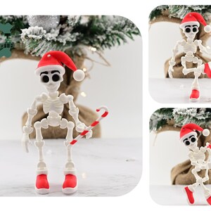 3D Print Posable Candy Cane Skeleton Santa Ornament - Unique Christmas ...