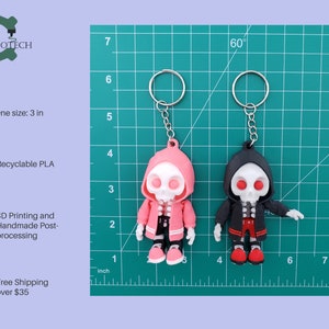 3D Print Articulated Hoodiebones Keychain, Articulated Skeleton ...